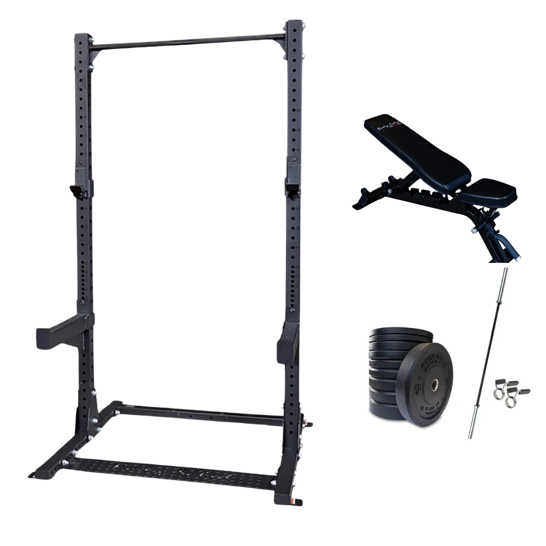 Half Squat Rack With Bench And Weights - Starter Bundle — Select Fitness