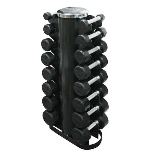 Troy Barbell 3-25 lb 12-Sided Rubber Dumbbells with Vertical Rack ...