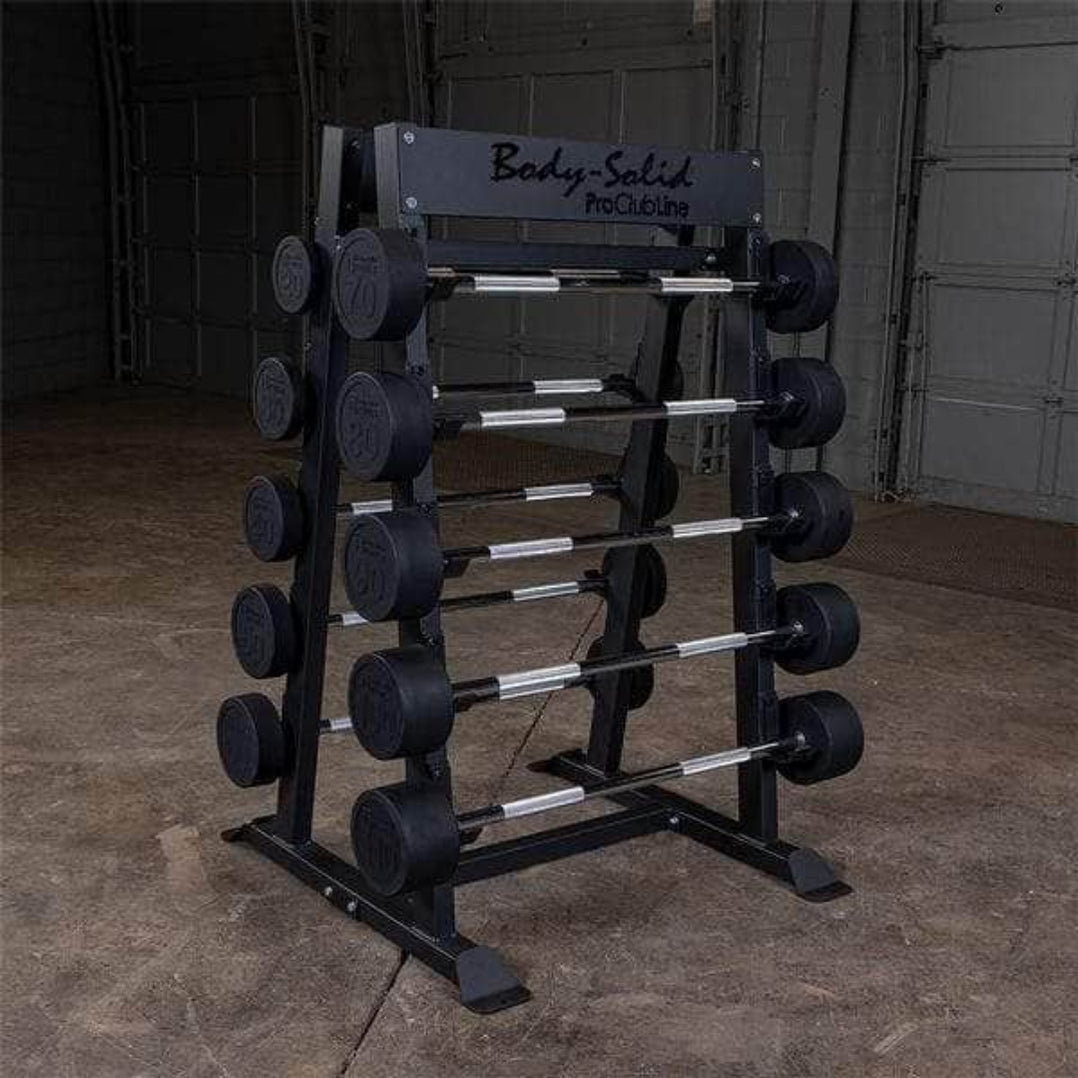 Body Solid Fixed Barbell Set With SBBR100 Rack For Sale — Select Fitness