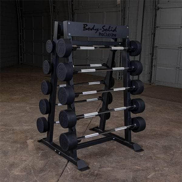Body Solid Fixed Barbell Set With SBBR100 Rack — Select Fitness