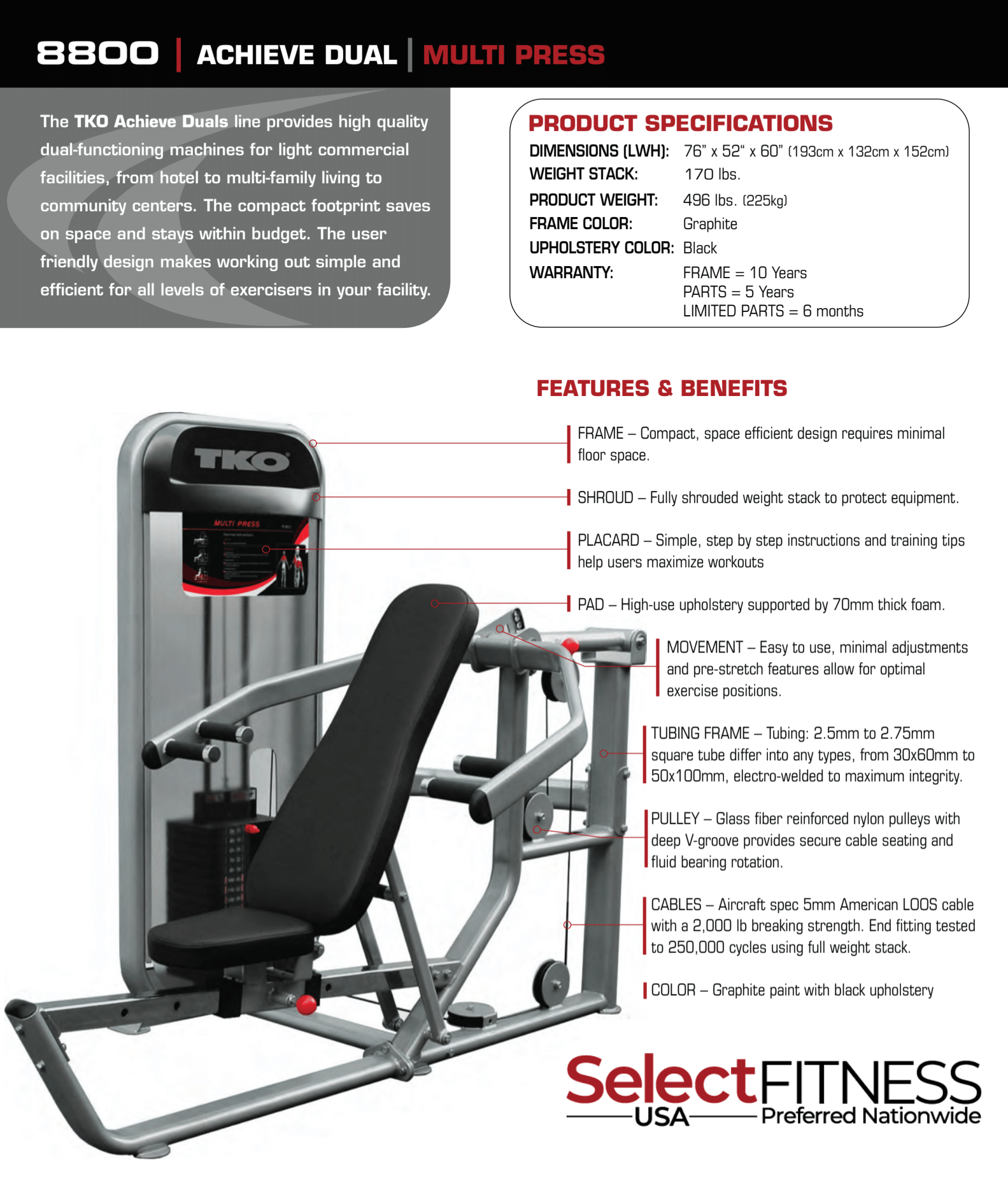 TKO Dual Multi-Chest/Shoulder Press Machine | Shop Now — Select Fitness