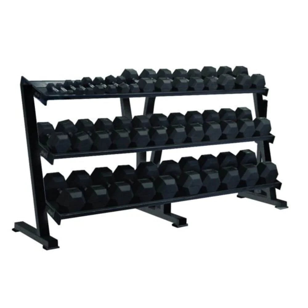 York Barbell Three-Tier Tray Dumbbell Rack — Select Fitness