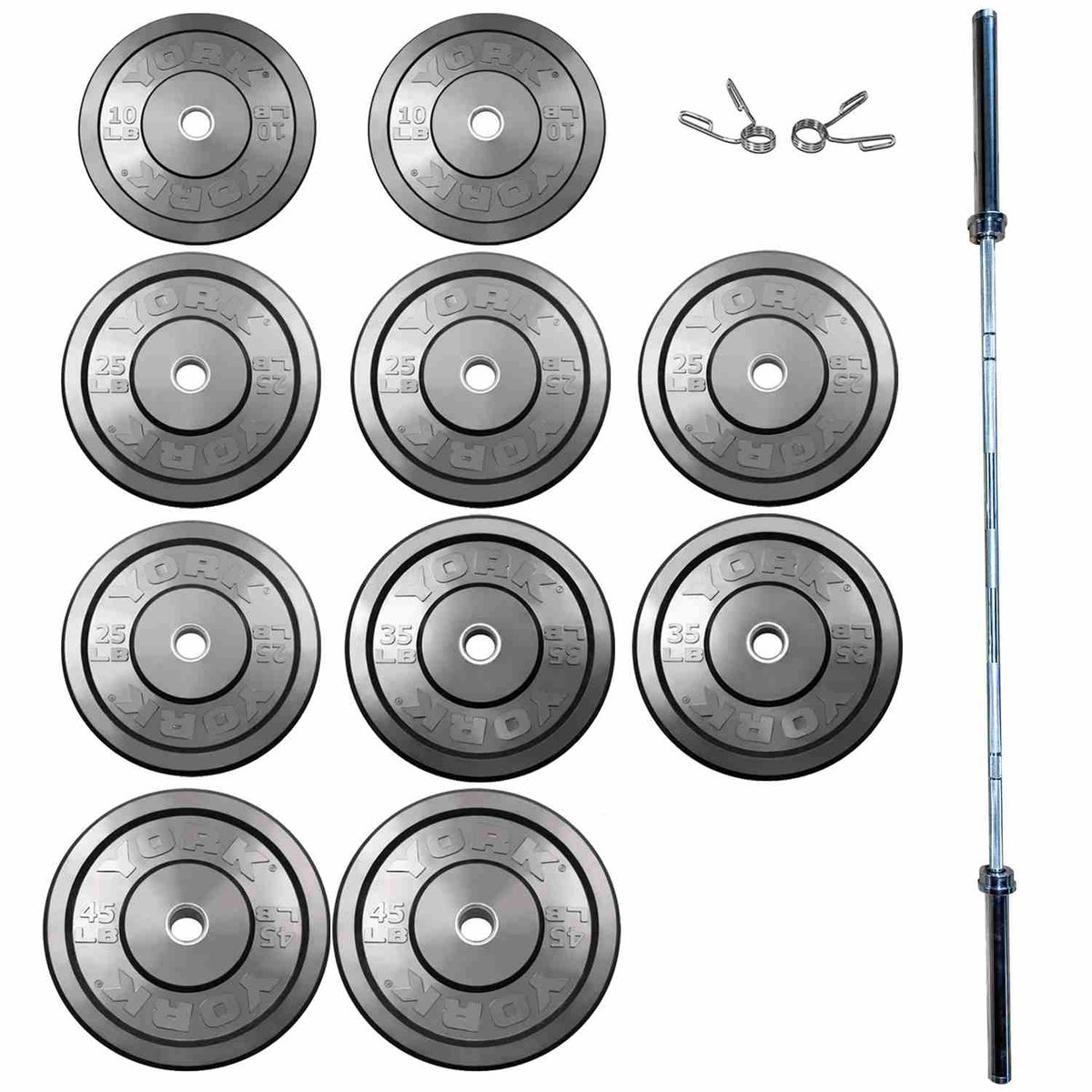 York Barbell USA Black Rubber Bumper Plate & Barbell Sets — Select Fitness